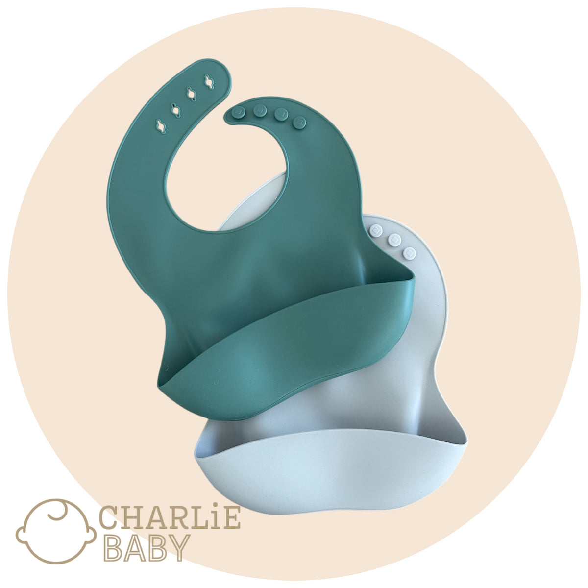 Bucket Bib Combo- Fern/L-Grey – Silicone Beads SA
