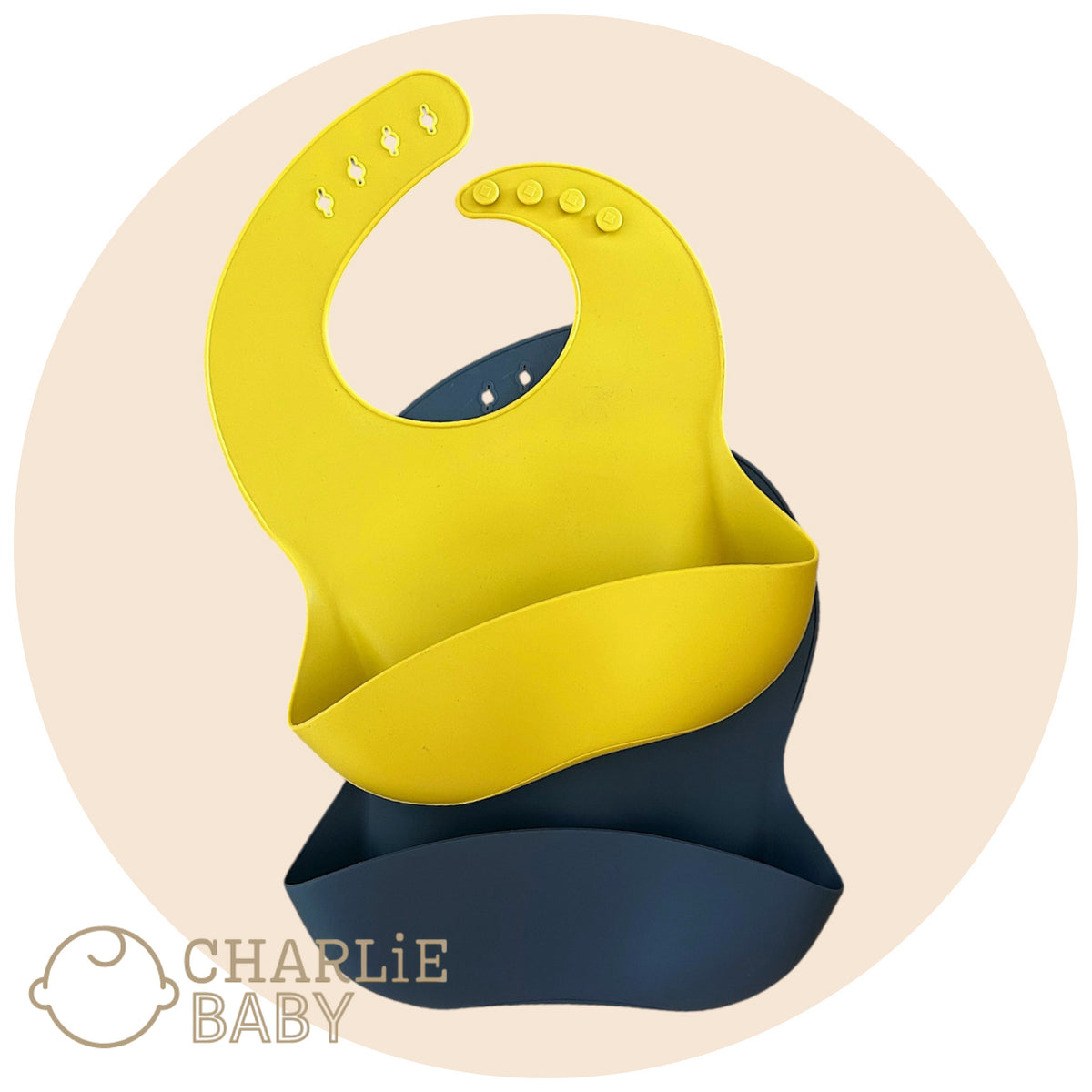 Bucket Bib Combo- Charcoal/ Mustard – Silicone Beads SA
